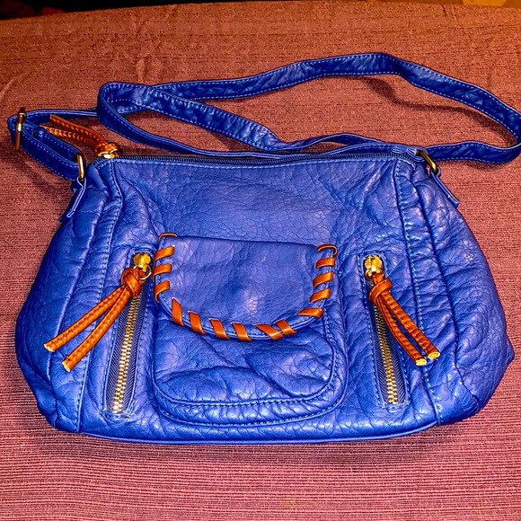 BONGO | Bags | Bongo Weaved Crossbody Blue Brown Bag | Poshmark